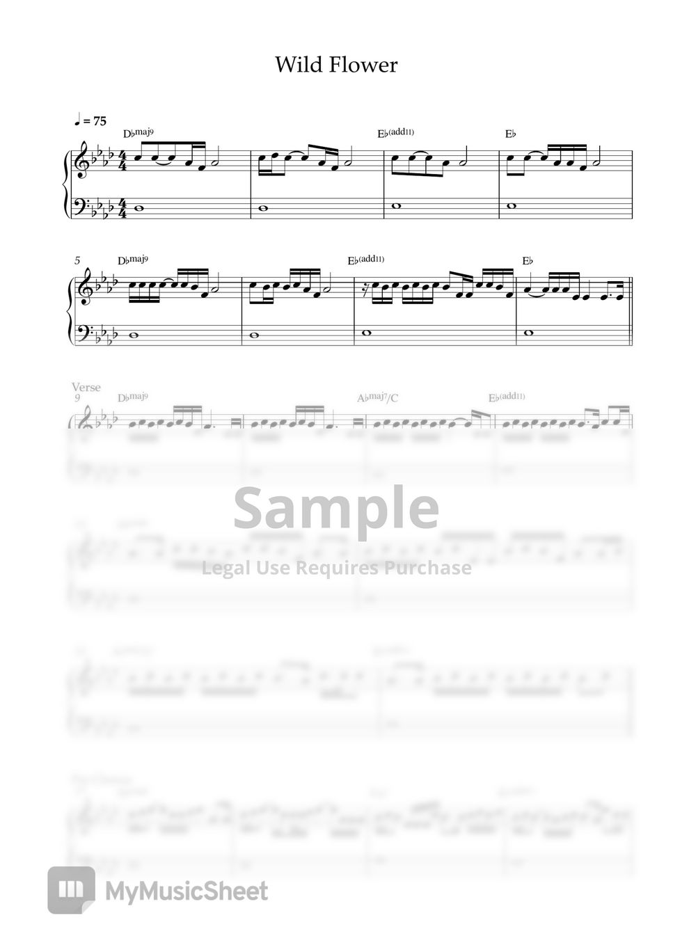 BTS RM - Wild Flower (EASY PIANO SHEET) Sheet Music by Pianella Piano