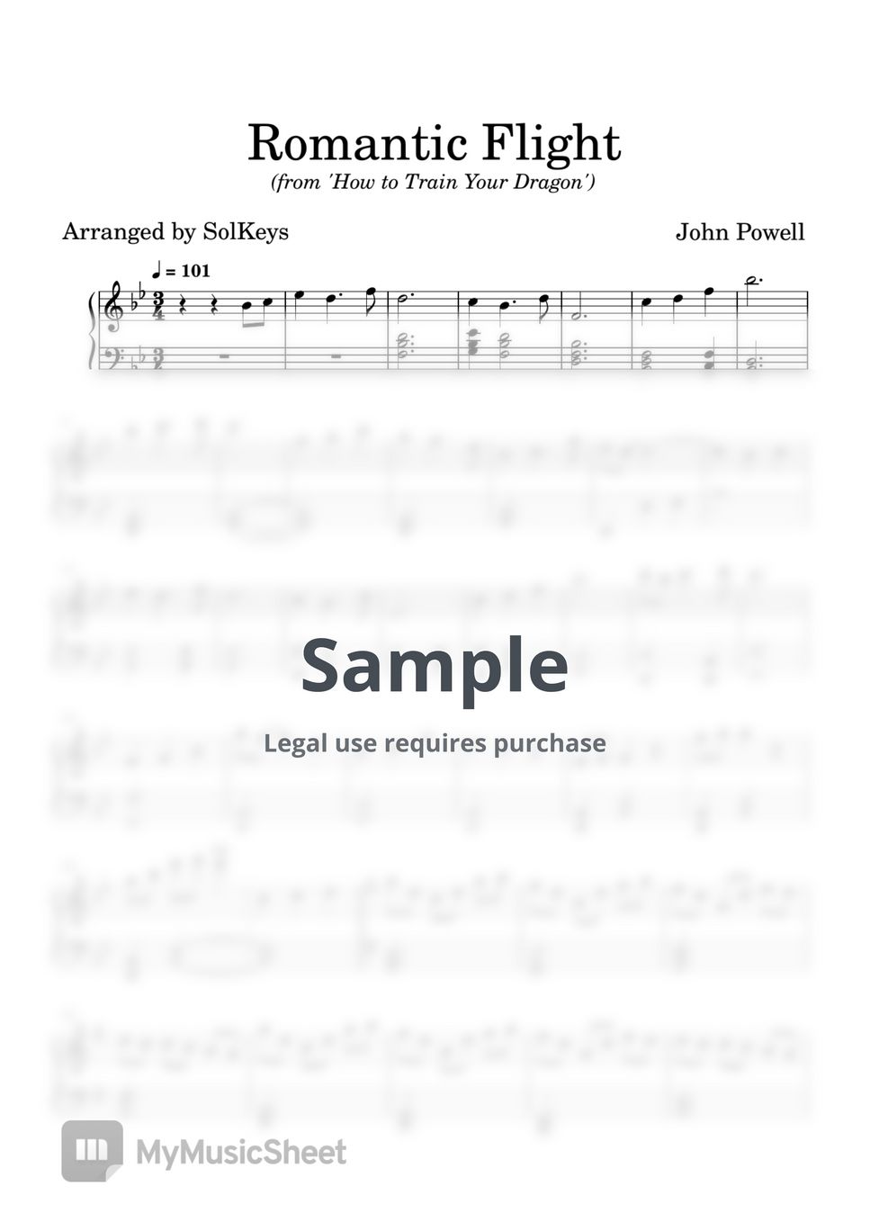 John Powell - Romantic Flight Sheet Music by SolKeys