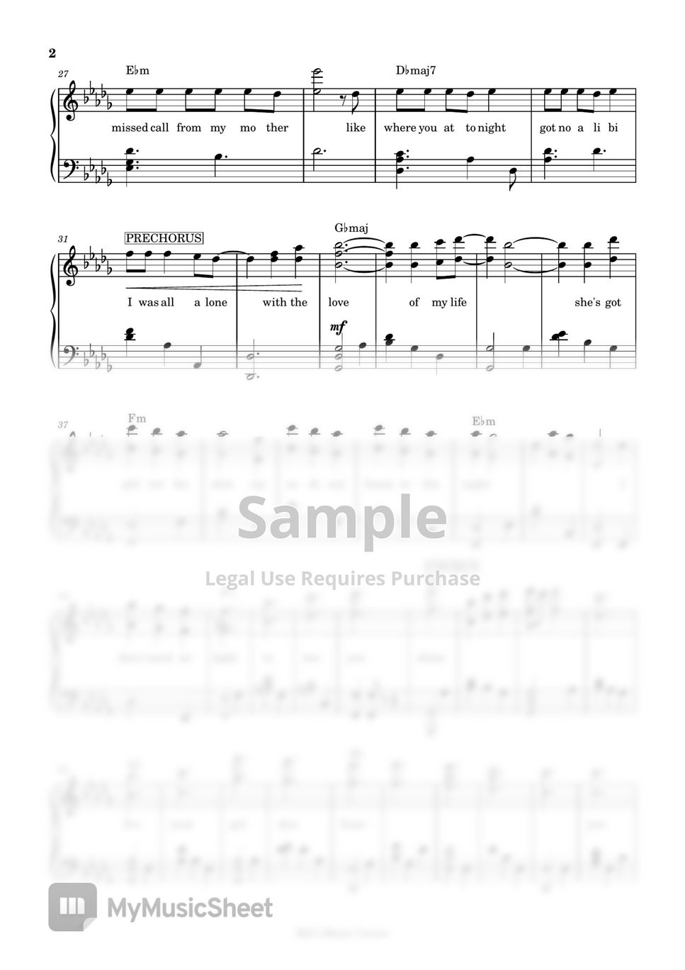 JVKE - Golden Hour SLOWER VERSION, LOWER KEY (piano sheet music) Sheet ...