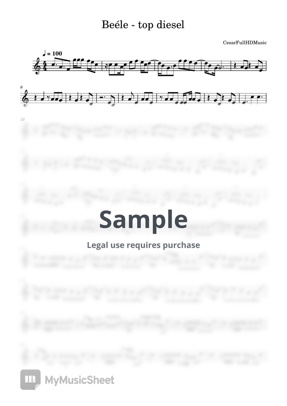 Beéle - top diesel 악보
