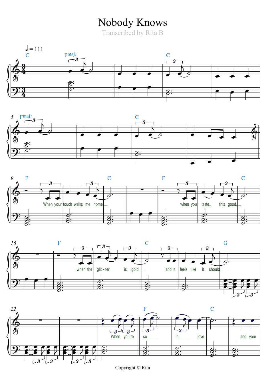 Shawn Mendes - Nobody Knows (Beginner level with lyrics and chords) 악보 ...