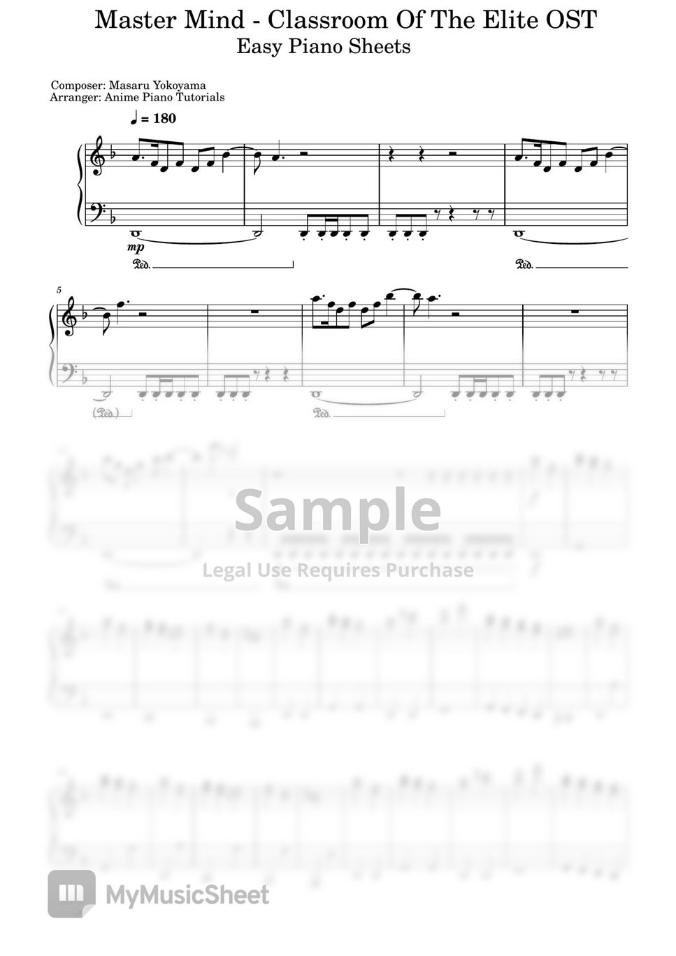Classroom Of The Elite - Mastermind (Easy) Piano Sheet Music PDF ...