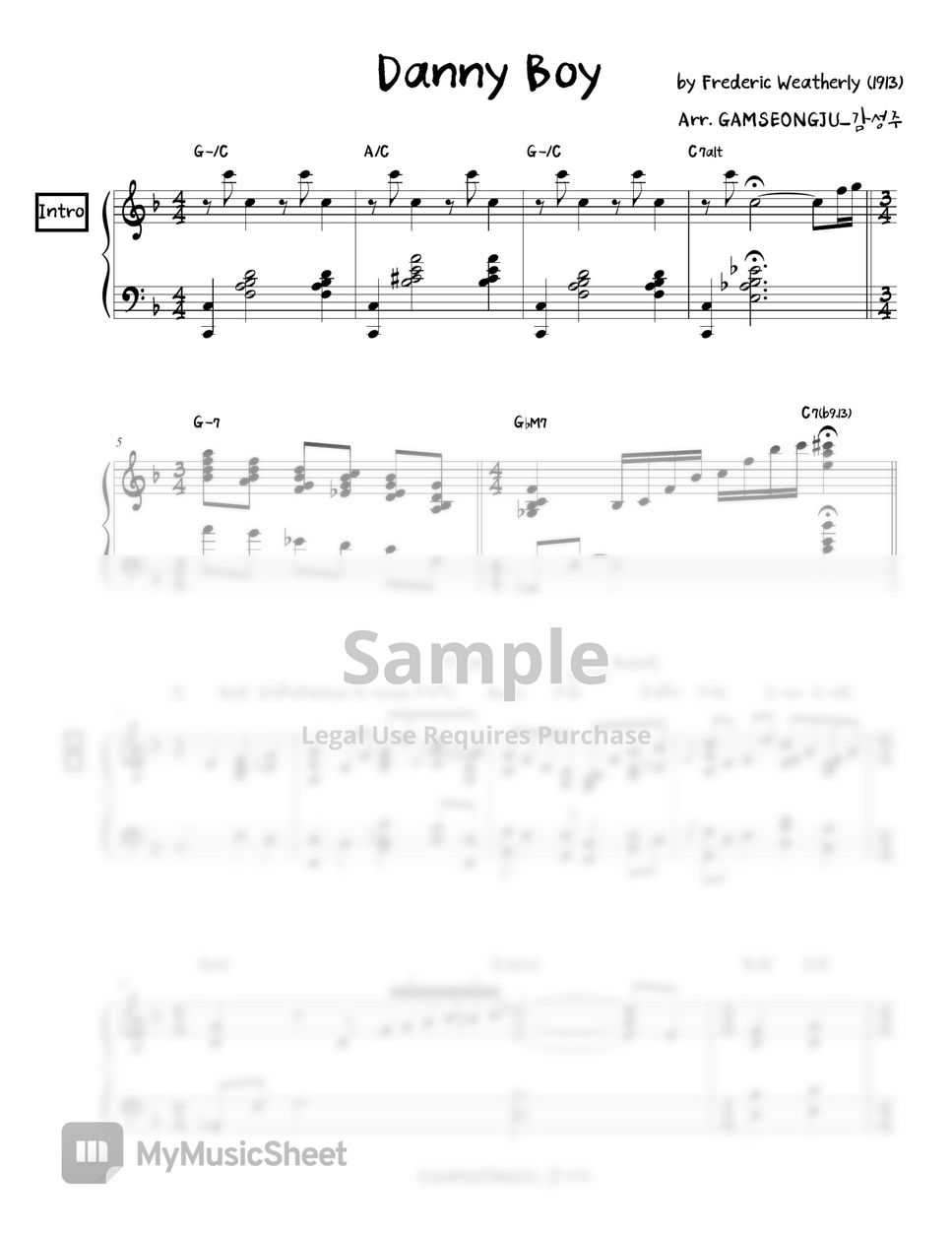 Danny Boy (대니보이) 악보 by GAMSEONGJU_감성주