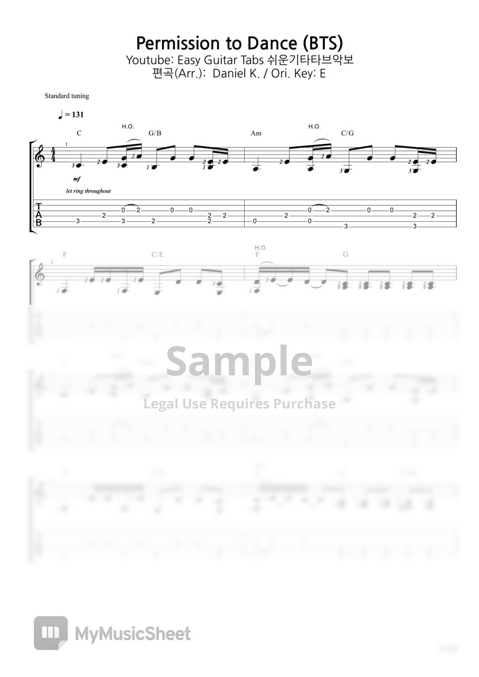 BTS 방탄소년단 - Permission to Dance Sheet Music by Daniel K.