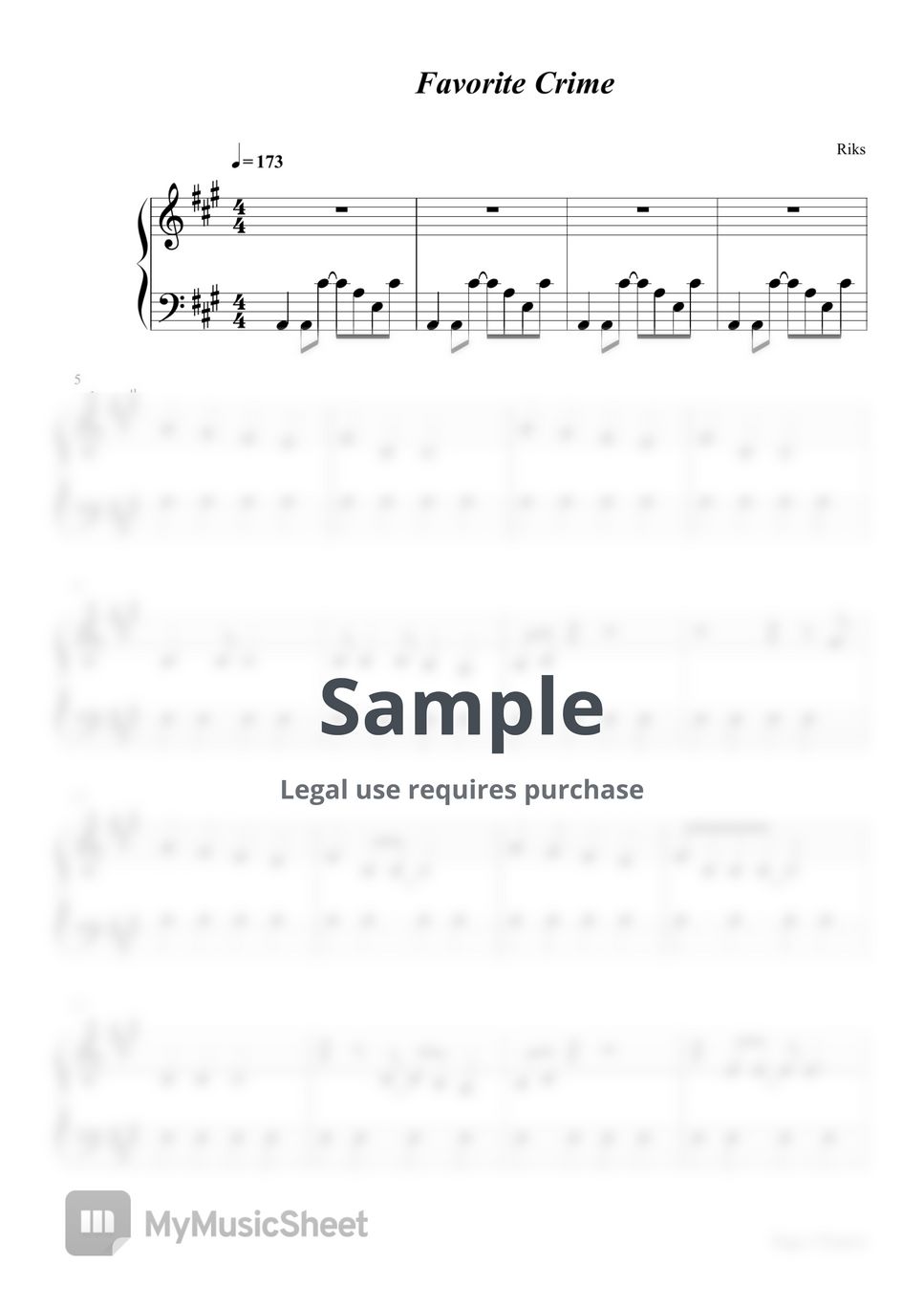 Olivia Rodrigo - Favorite Crime (Olivia Rodrigo) Sheets by Yilun