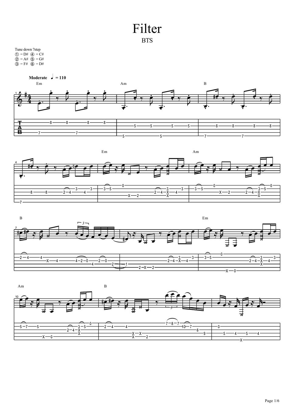 (Fingerstyle) BTS - Filter Sheet by David Chun