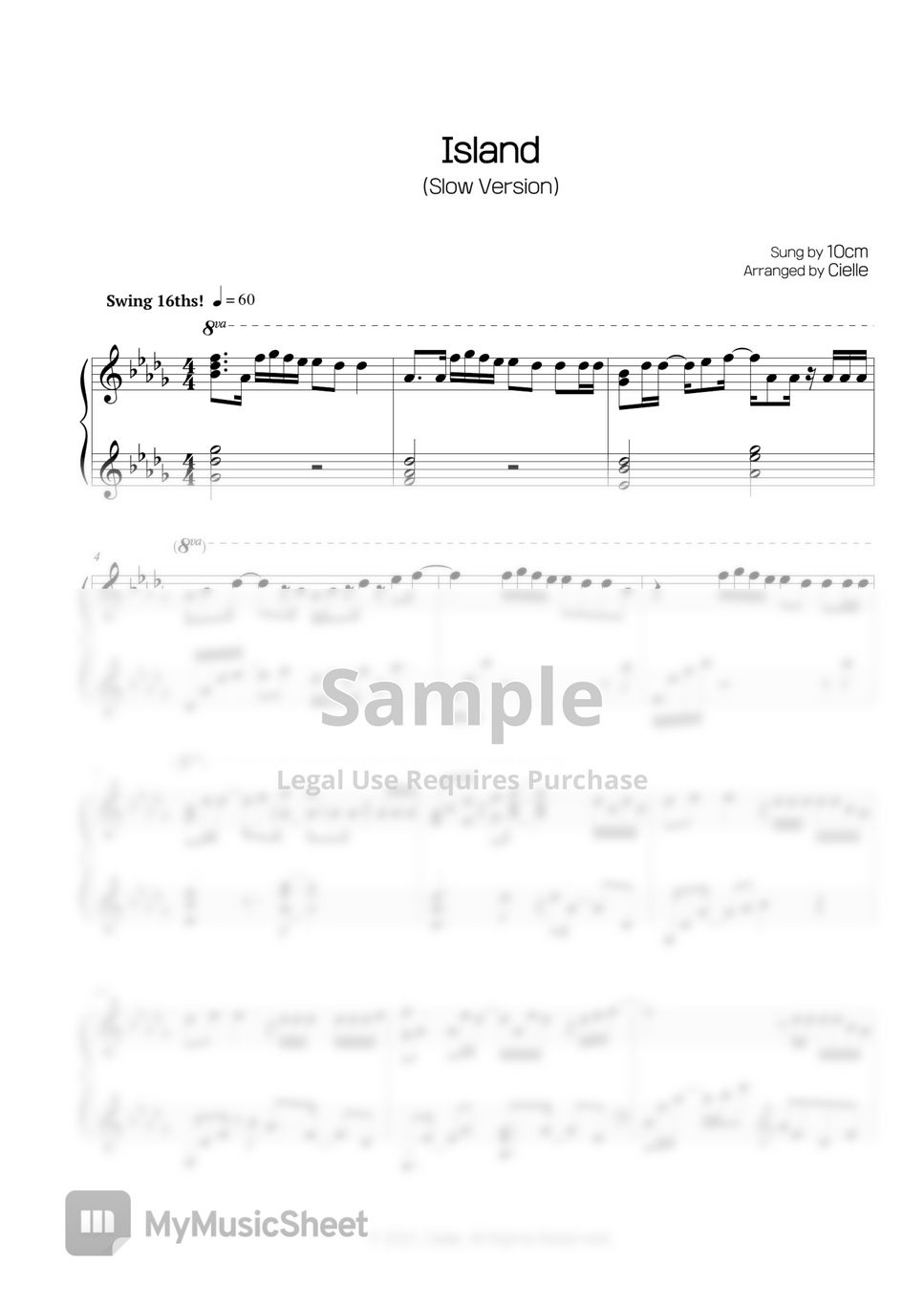 10cm - Island (Slow Version) Sheet Music by Cielle