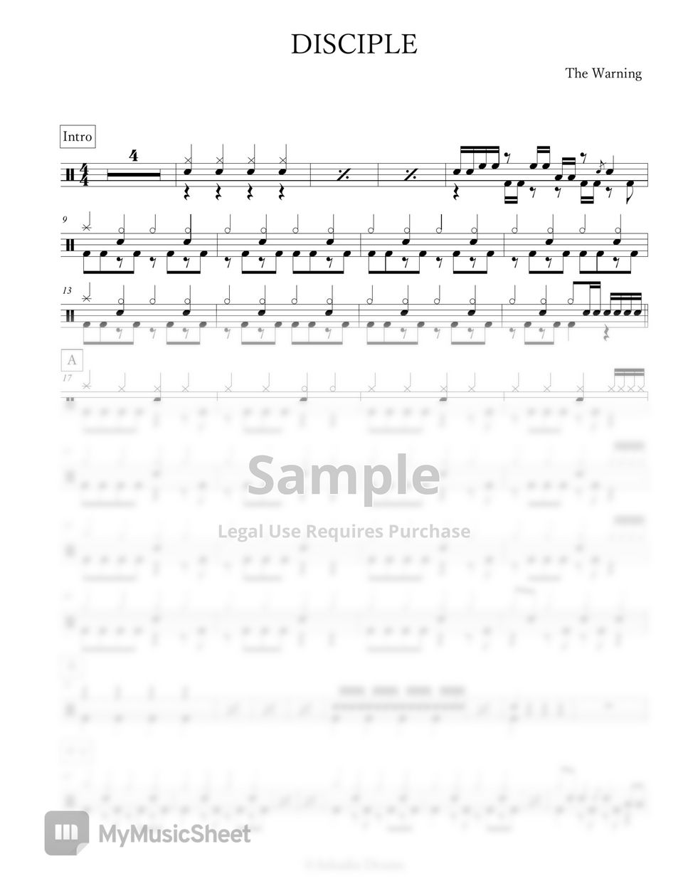The Warning - DISCIPLE Sheet Music by Arkadia Drums