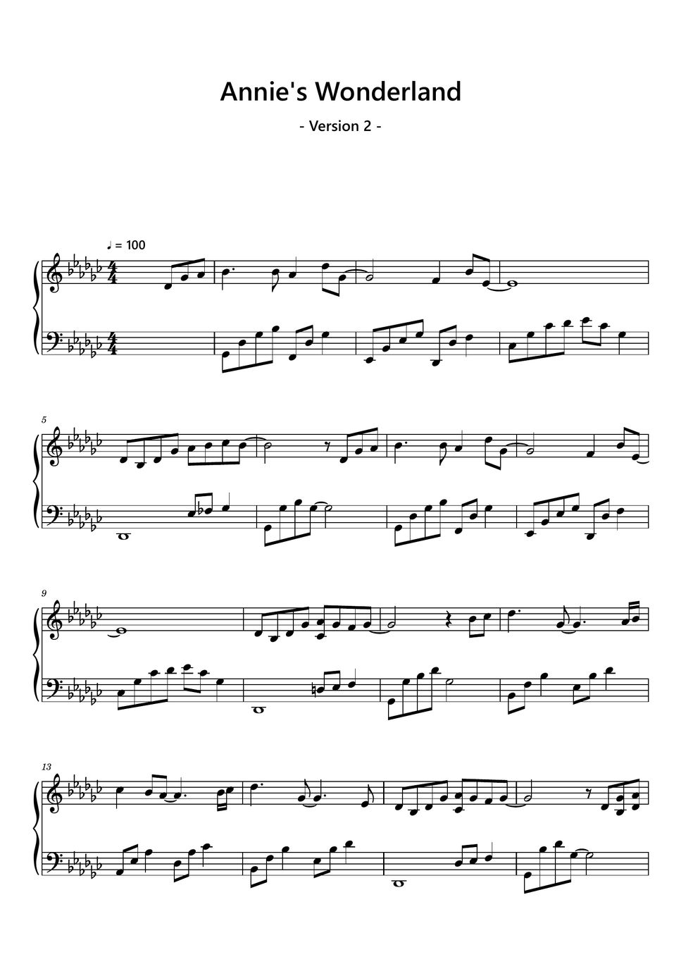 Bandari - Annie's Wonderland (Version 1 and Version 2) (Sheet Music, MIDI,) Sheets by sayu