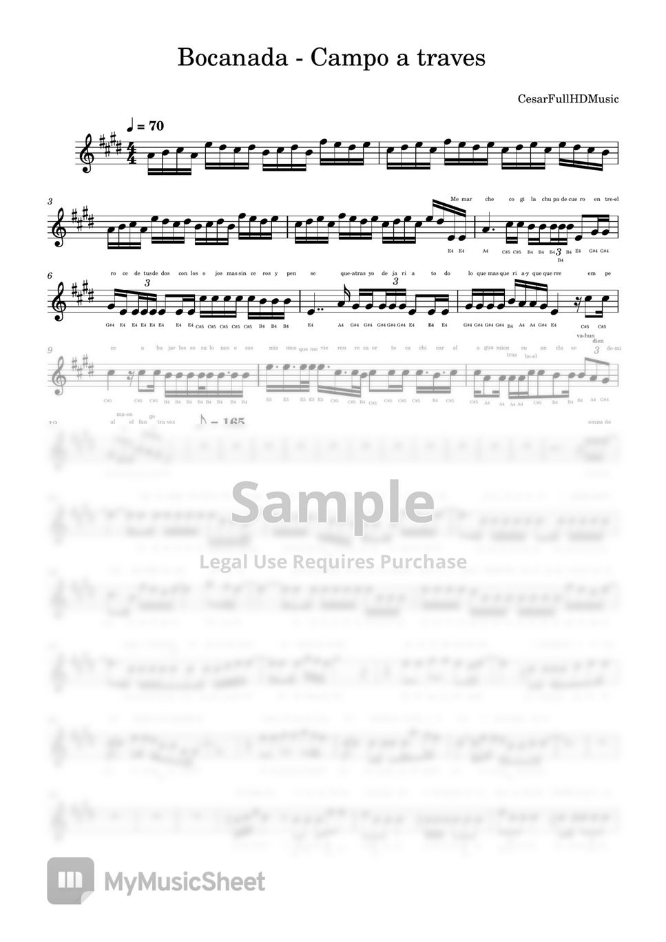 Bocanada - Campo a traves Sheets