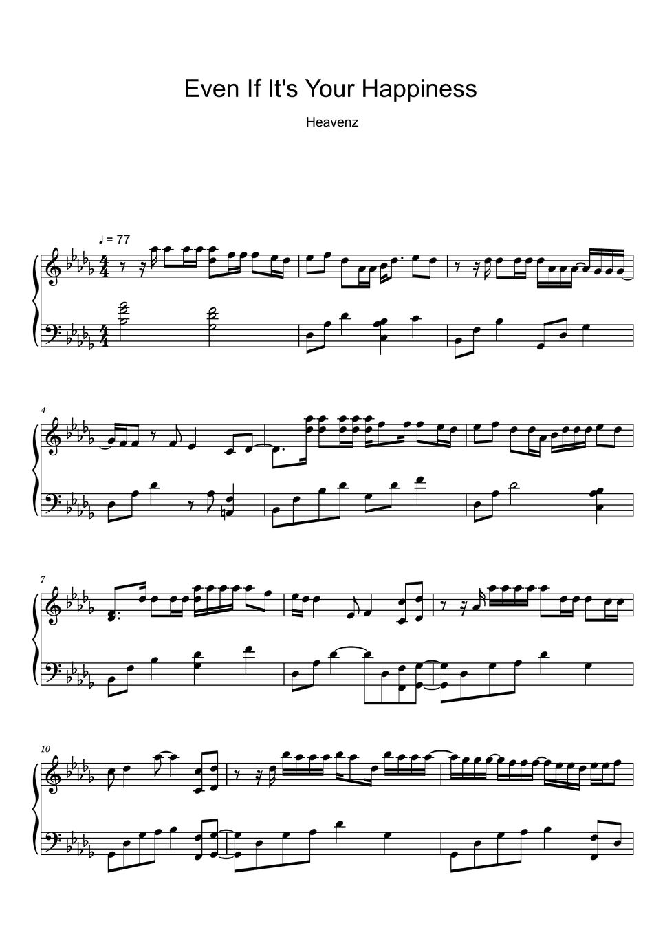 Heavenz - Even If It's Your Happiness (Sheet Music, MIDI,) Lembar Musik ...
