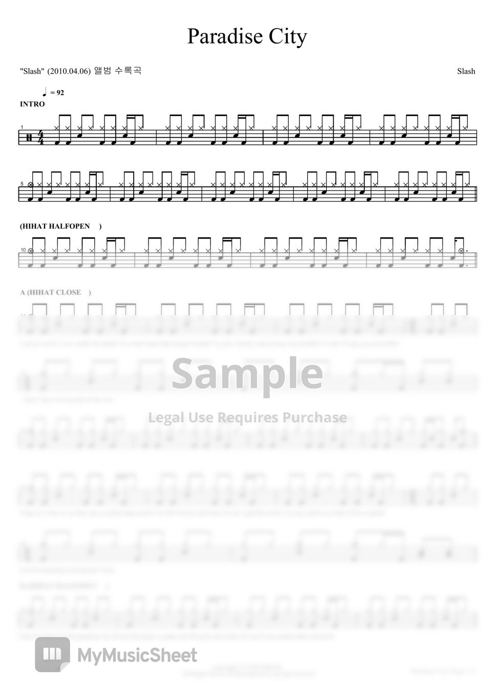 Slash - Paradise City Sheets by COPYDRUM