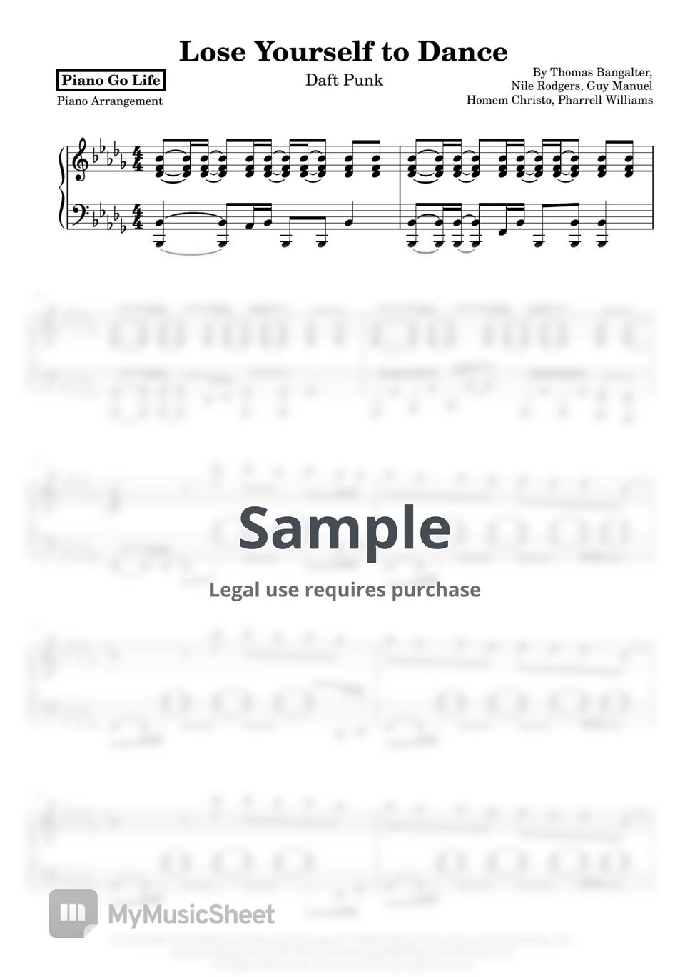 Daft Punk - Lose Yourself To Dance Sheet Music by Piano Go Life