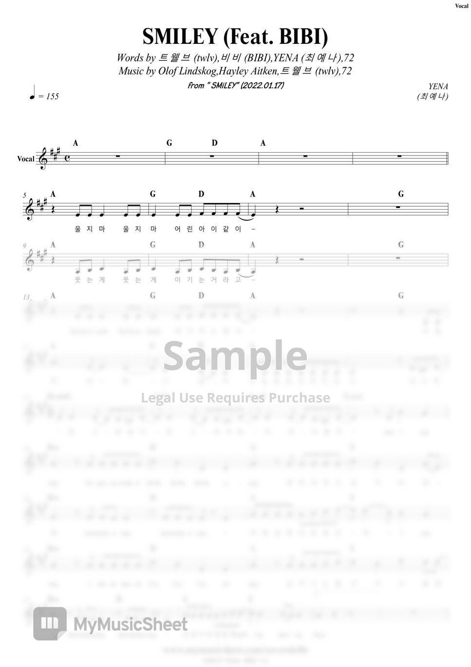 YENA (최예나) - SMILEY (Feat. BIBI) (+MR) Sheet Music by COVER SKILLS