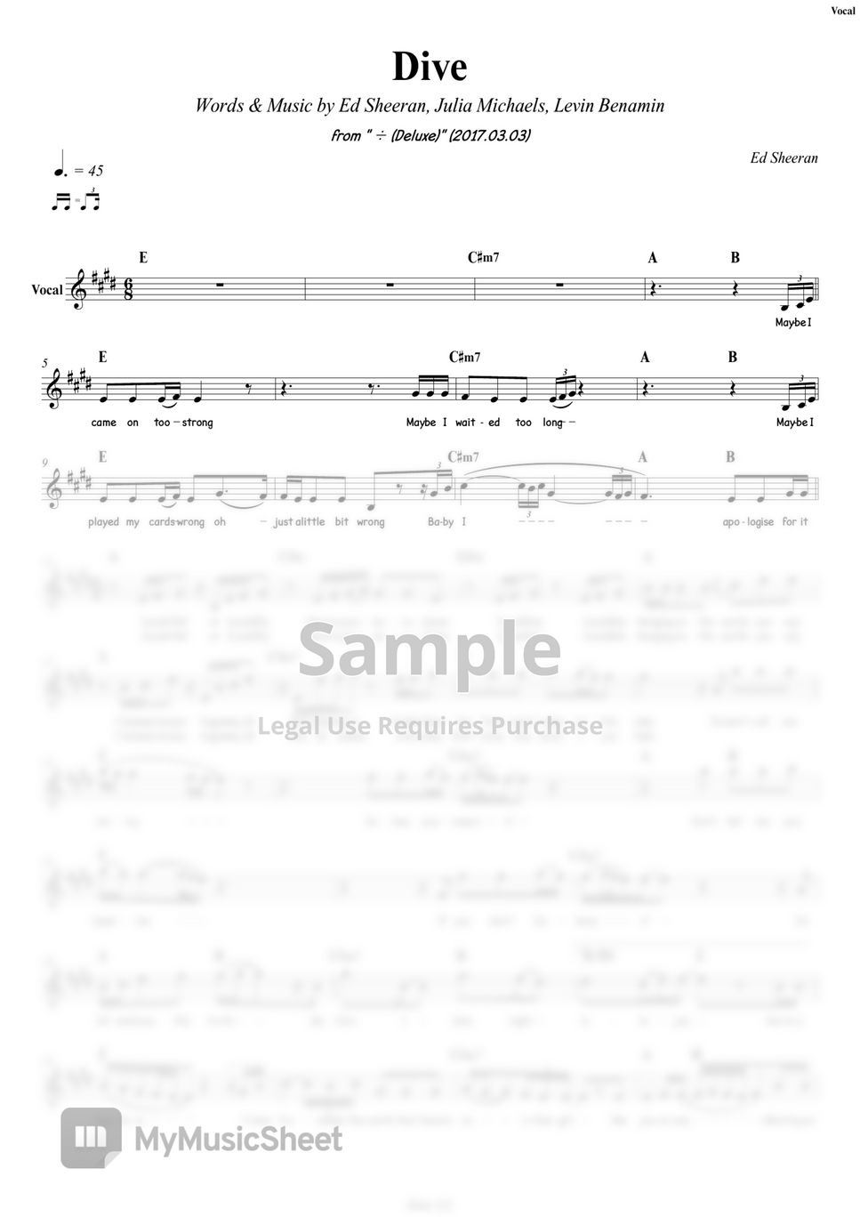 Ed Sheeran - Dive 악보 by COVER SKILLS