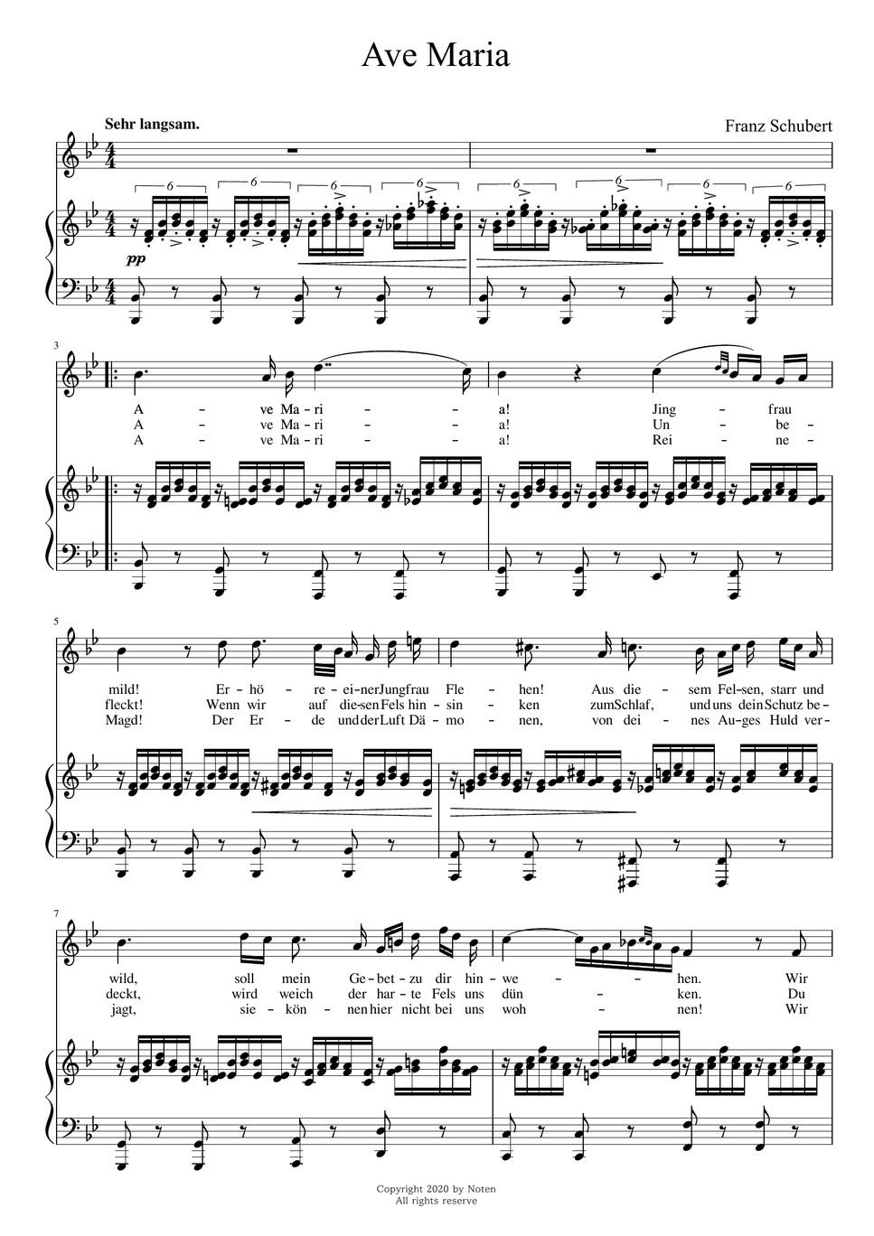 F.Schubert - Ave maria (Bbmaj) Sheets by noten(노튼)