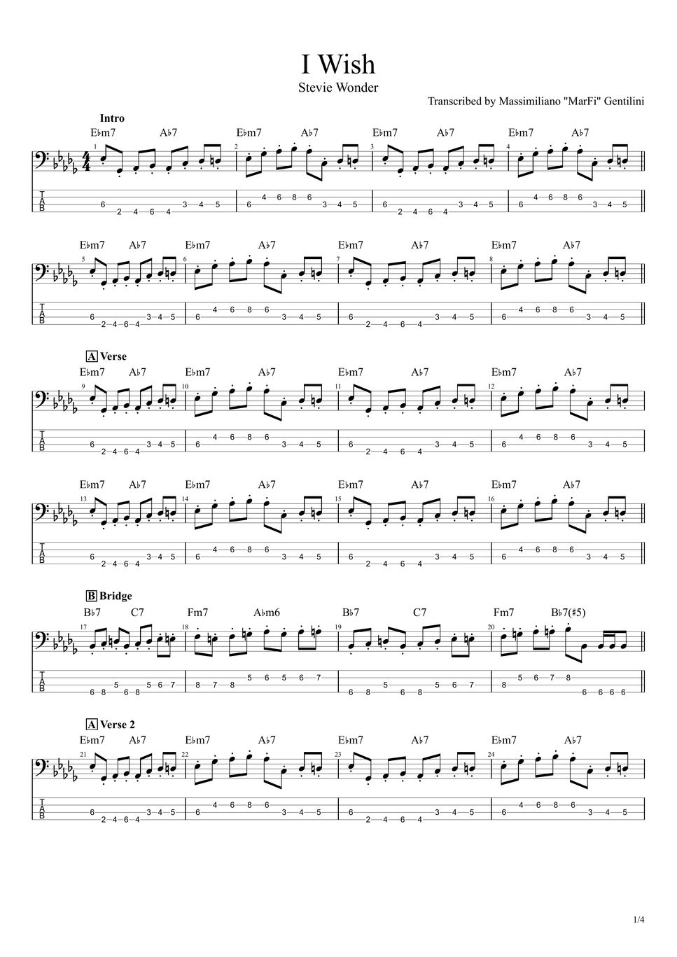 Stevie Wonder - I wish TAB by Massimiliano Gentilini