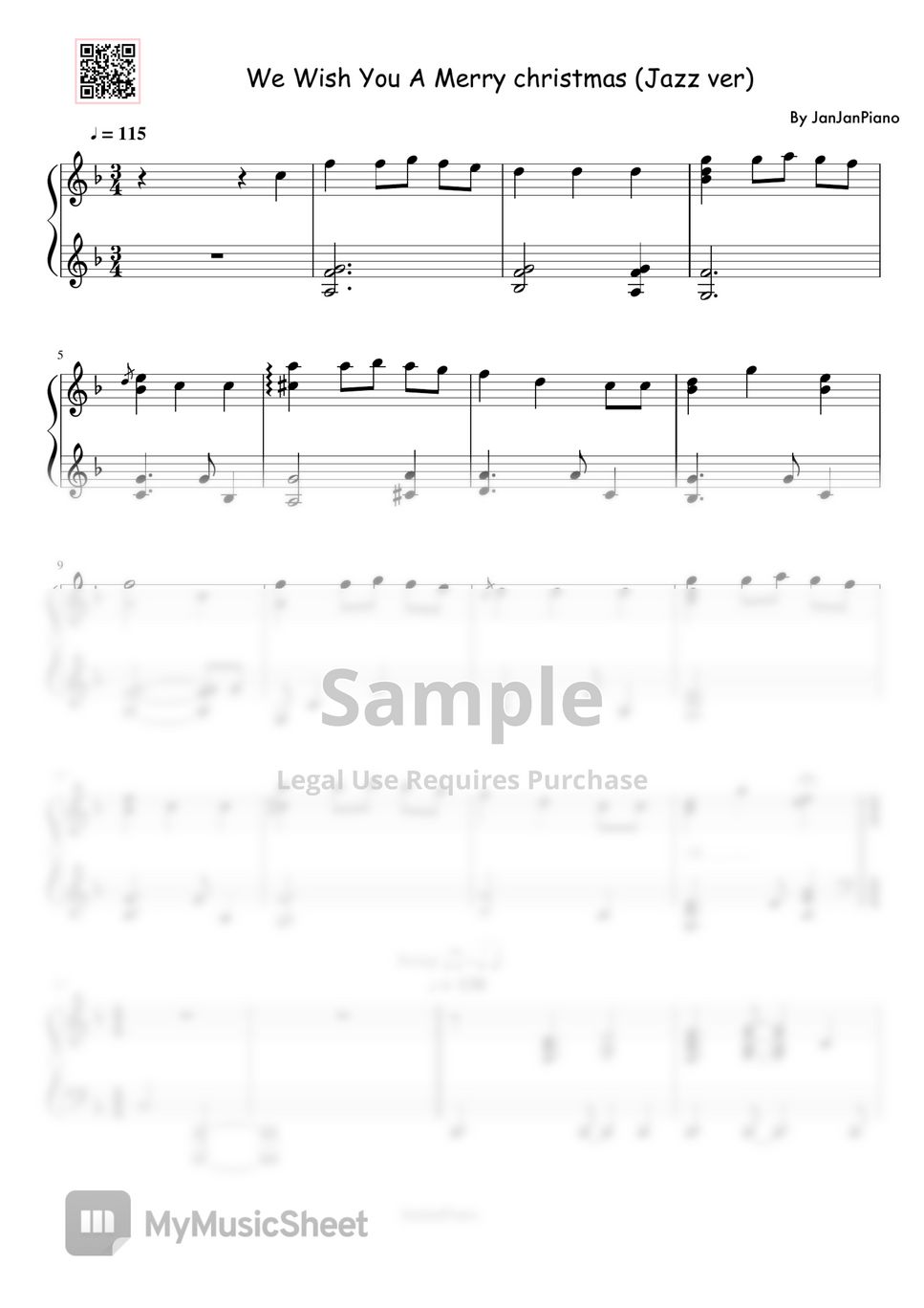 Carol - We Wish You A Merry Christmas (재즈 버전 MR포함) Sheets by 잔잔피아노