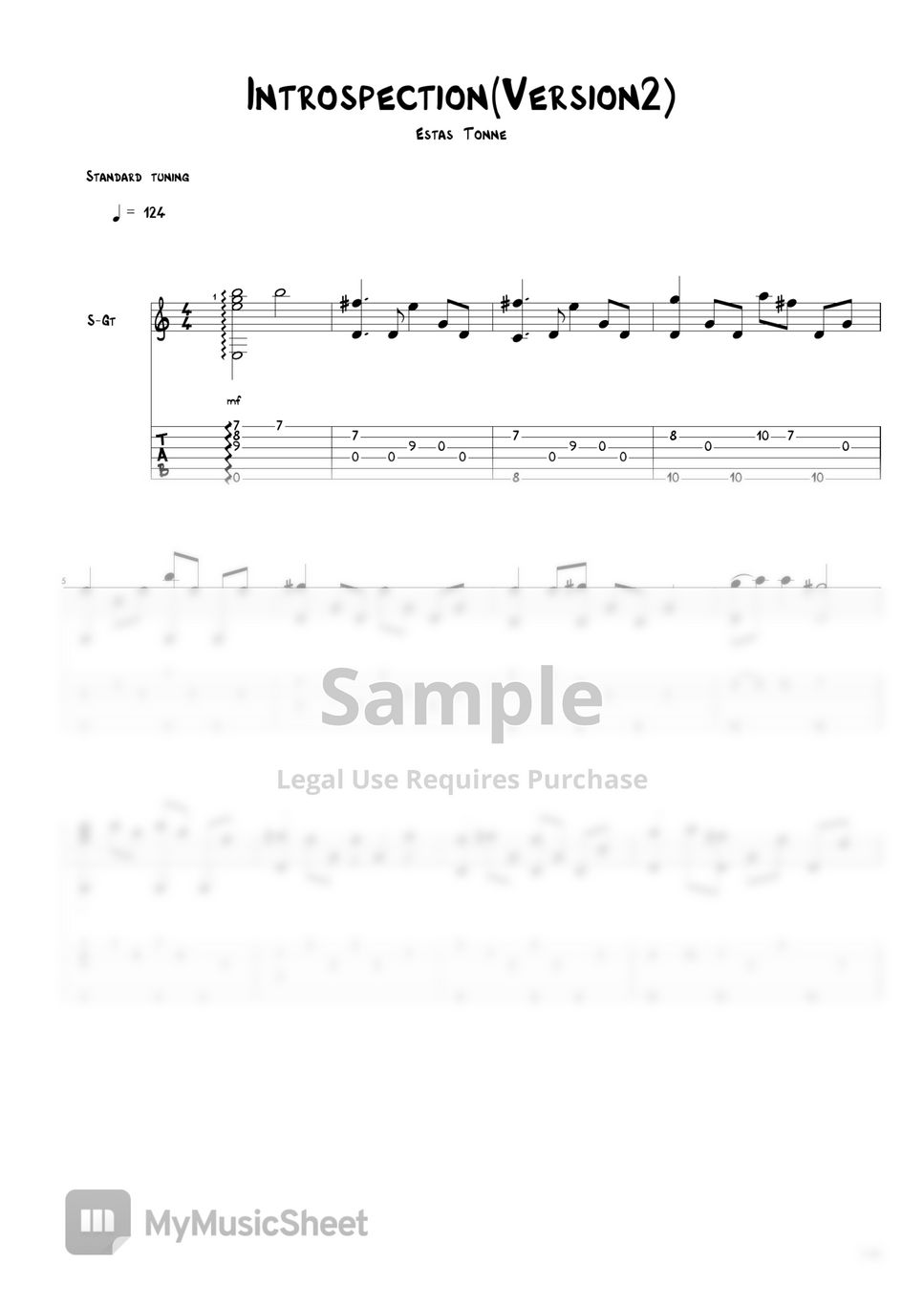 estas tonne - Introspection(Version2) Sheets by 「Agape Guitar」