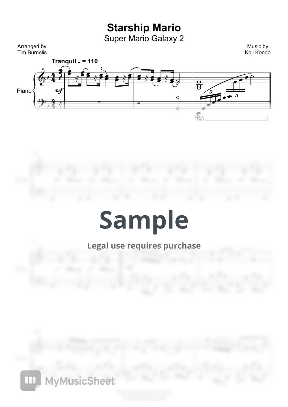 Super Mario Galaxy 2 - Starship Mario 악보 by Tim Burnelis