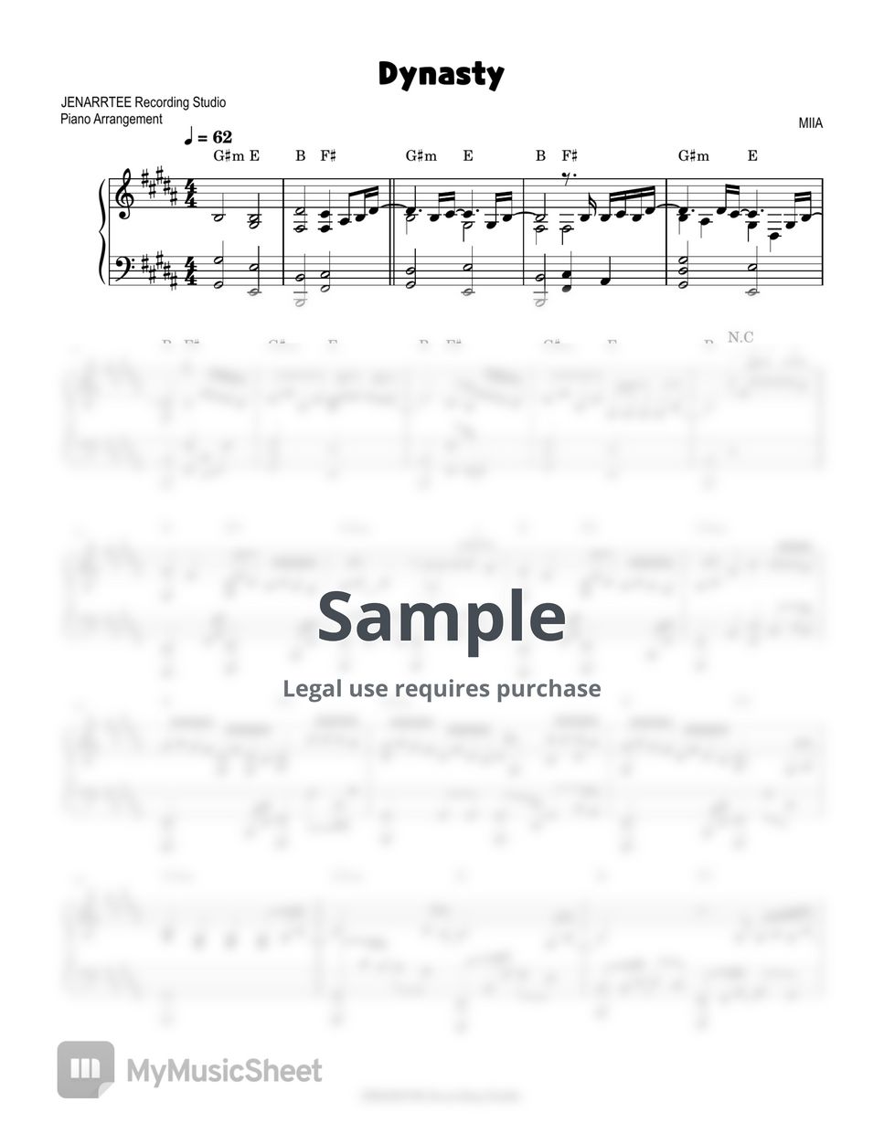 MIIA - Dynasty Sheets by JENARRTEE Recording Studio