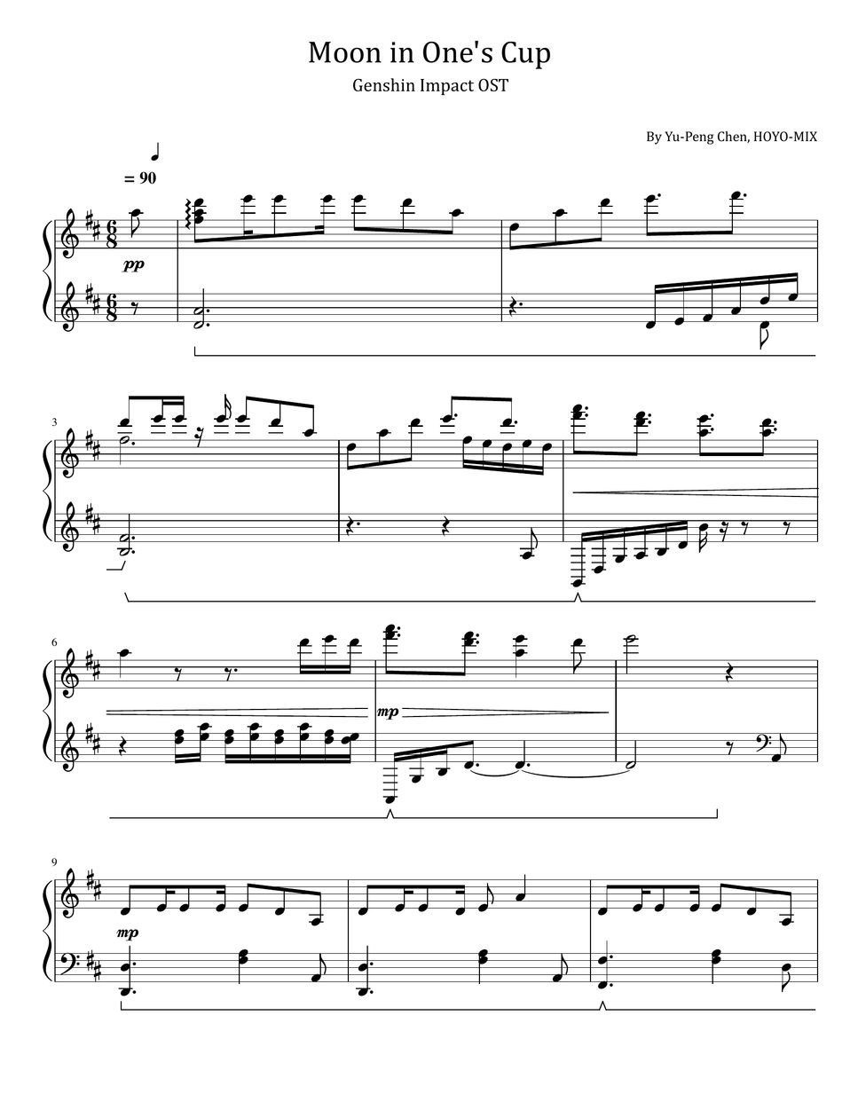 原神 - Moon in One's Cup (Genshin Impact OST - For Piano Solo) Hoja by poon