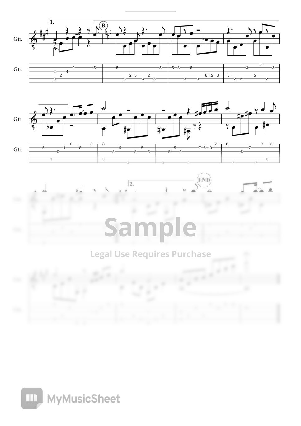 Theme Song - Somewhere Street Tab + 1staff by 鷹城-Takajoe-