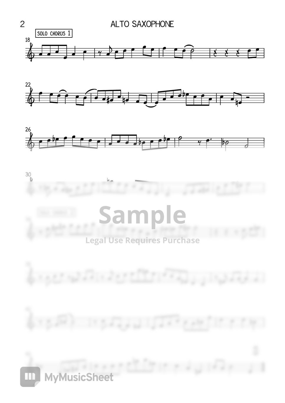 Kenny Dorham - Blue Bossa - Eb Alto Saxophone Sheet Music