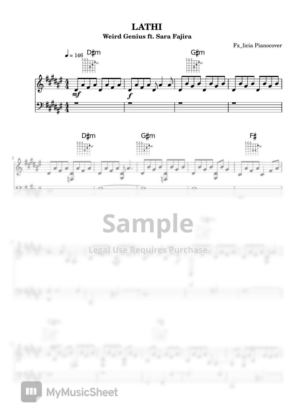 Weird Genius ft. Sara Fajira - LATHI (ꦭꦛꦶ) 악보 by Fx_licia Pianocover