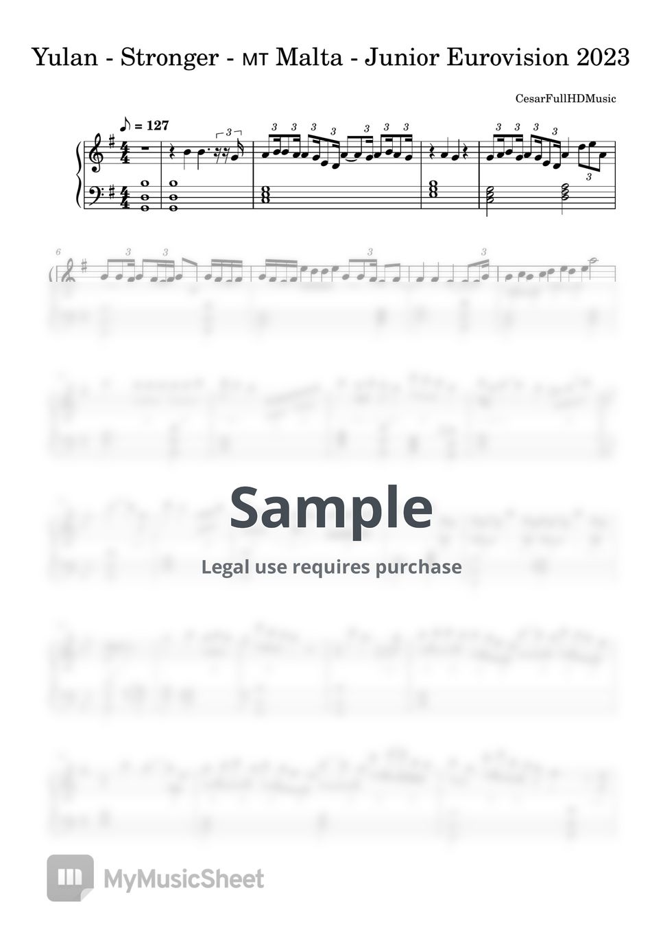 Yulan - Stronger - 🇲🇹 Malta - Junior Eurovision 2023 Sheet Music