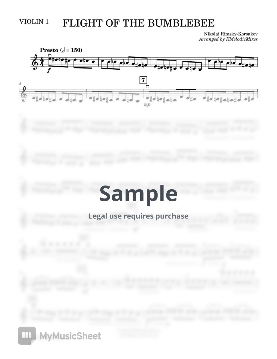 Nikolai Rimsky-Korsakov - Flight of the Bumblebee (Vln 1, 2, & 3) Sheet ...