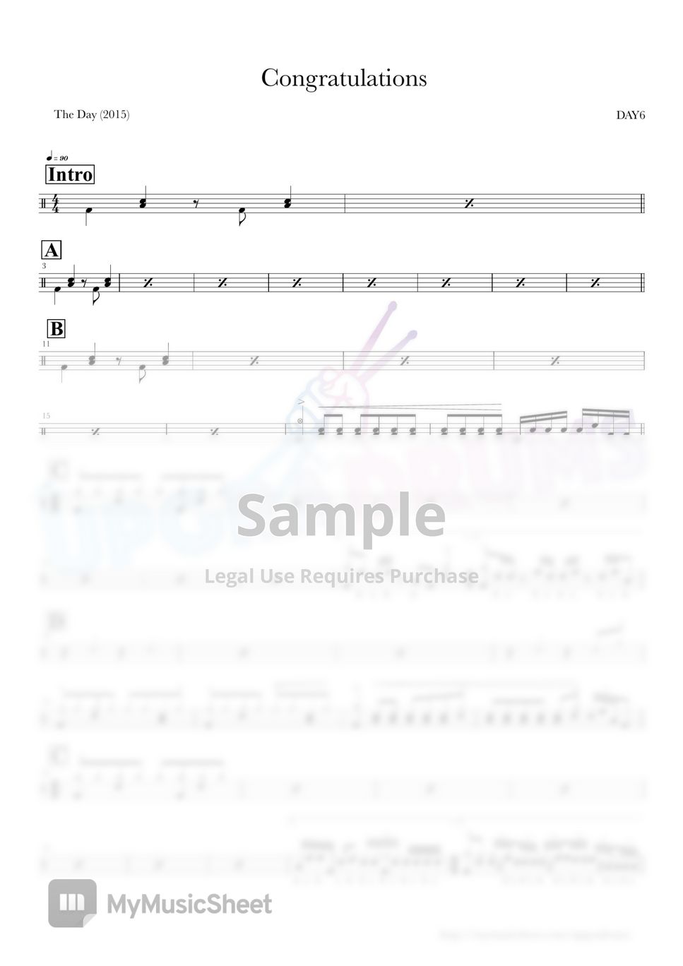 DAY6 - Congratulations Sheet by UPGRADRUMS