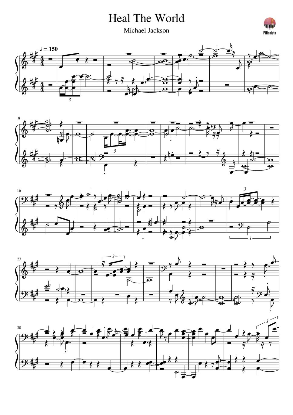 Michael Jackson - Heal the World Sheet