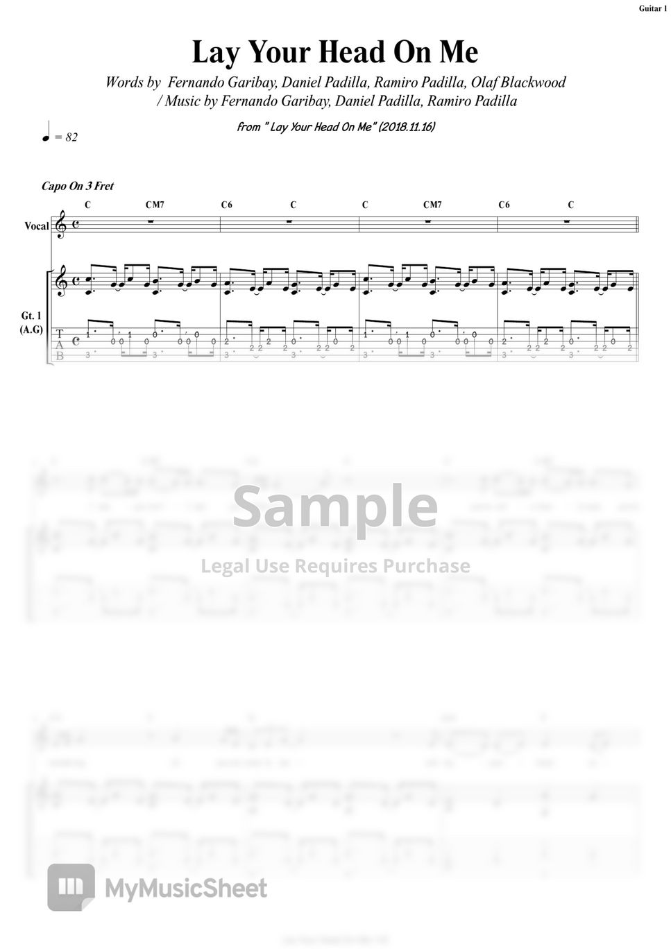 크러쉬 Crush - Lay Your Head On Me | Guitar 기타 Sheet Music
