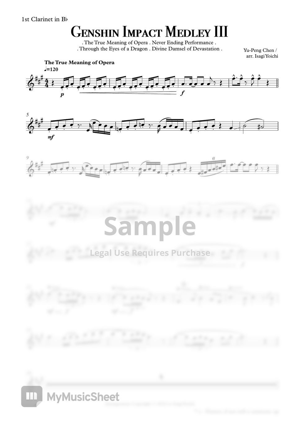 Yu-Peng Chen - Genshin Medley 3 Sheet Music by Isagi Yoichi