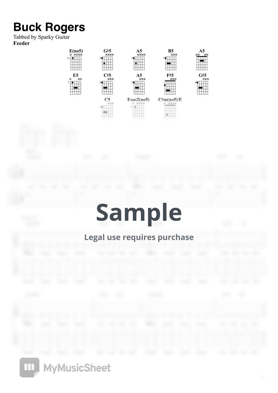 Feeder - Buck Rogers Sheet Music by Sparky Guitar