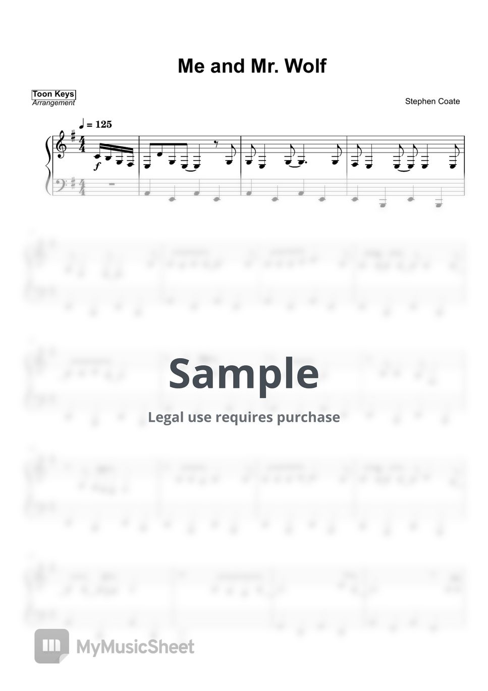 The Real Tuesday Weld - Me and Mr. Wolf Sheet Music by Toon Keys