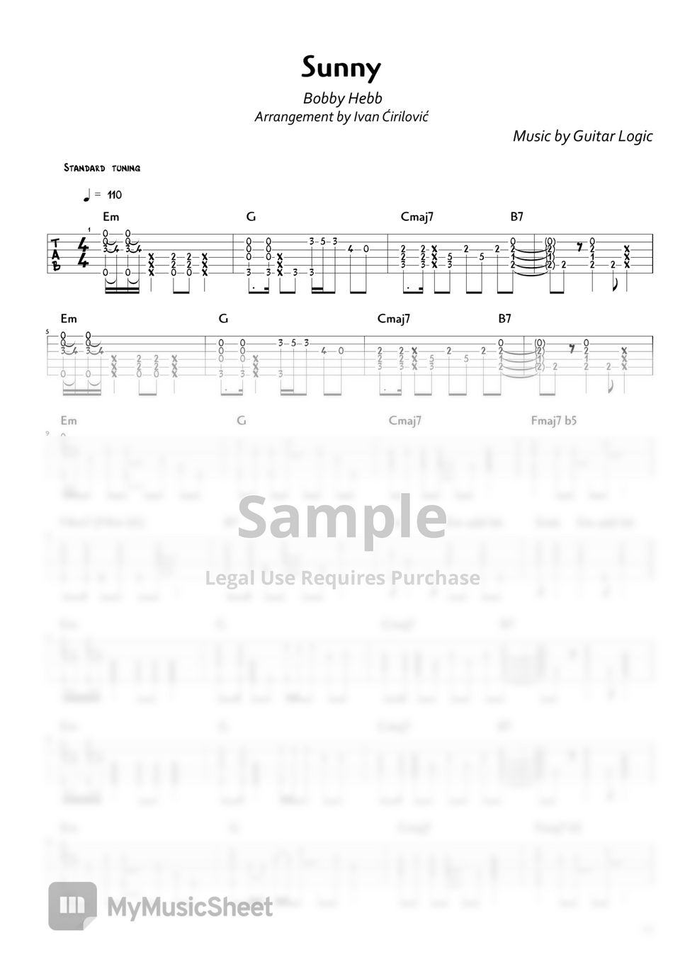 Boney M - Sunny (Fingerstyle version) Sheets by Ivan Cirilovic