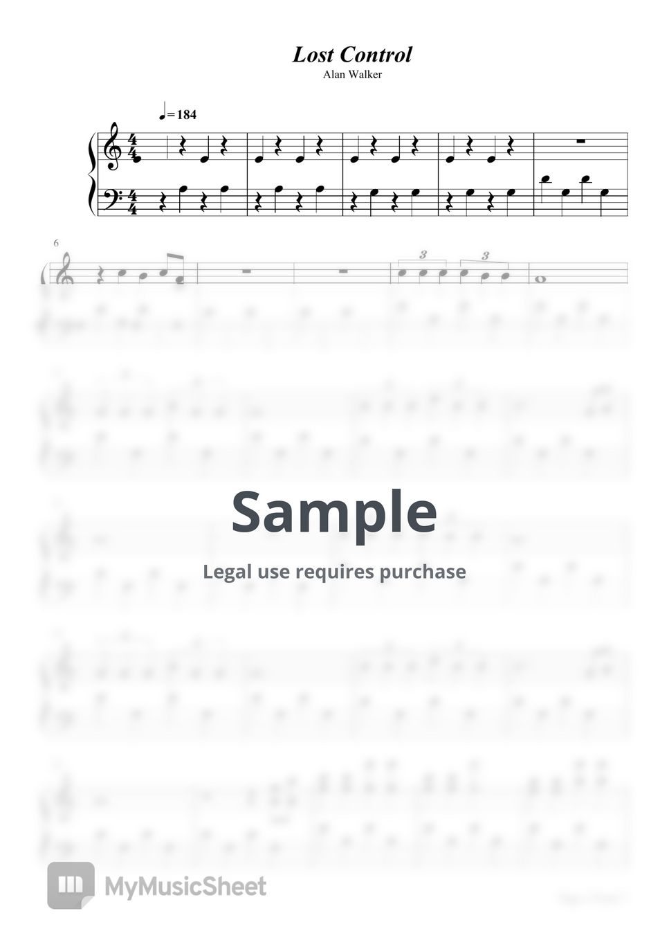 Alan Walker - Lost Control (完整版) Sheets by Yilun