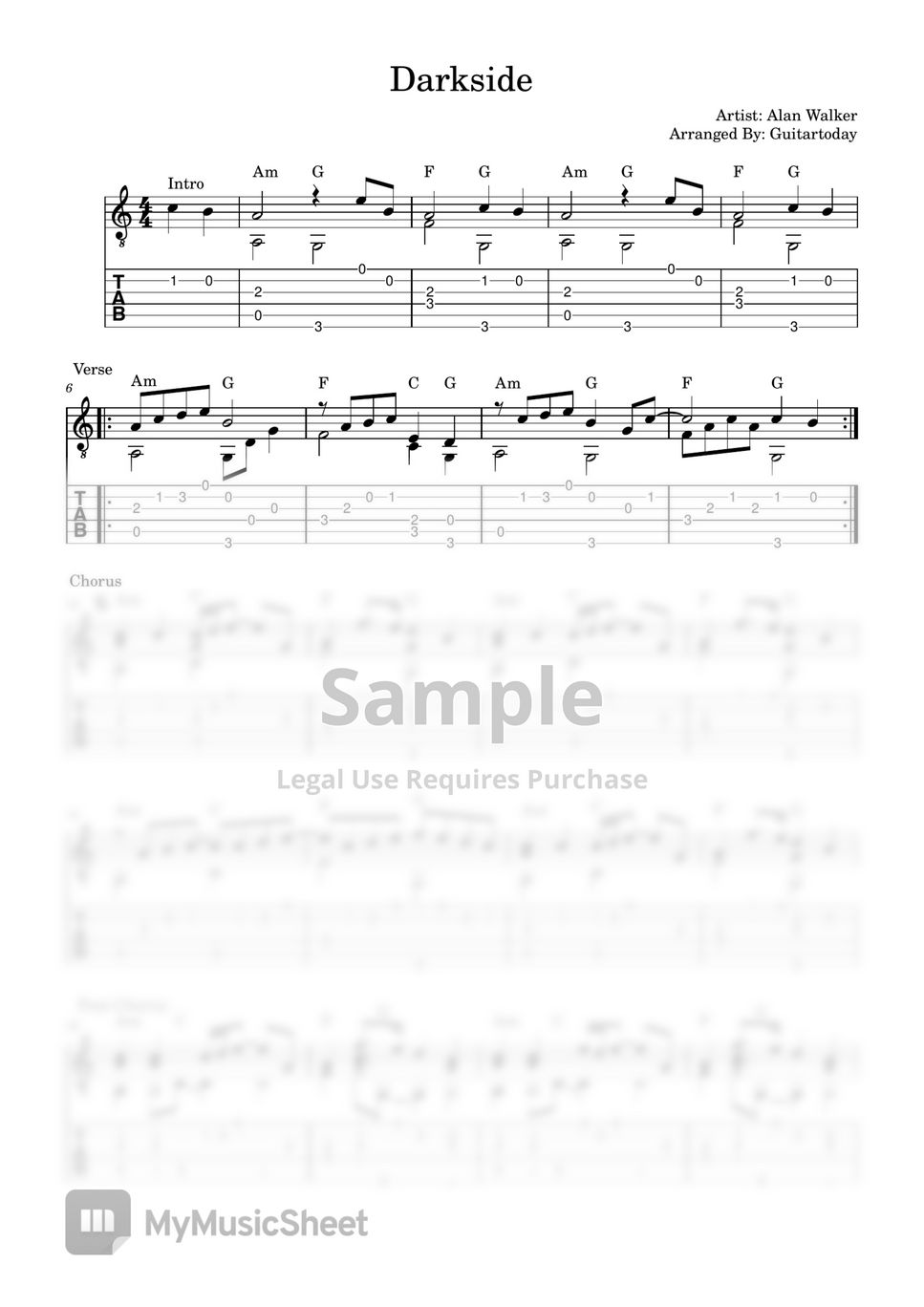 Alan Walker - Darkside 악보