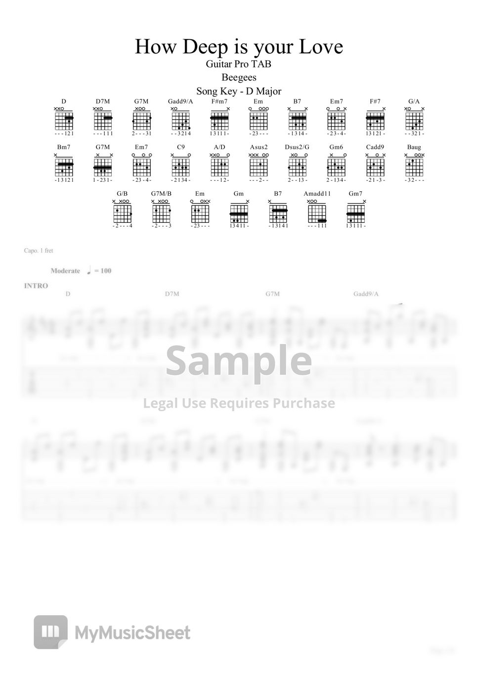 Bee Gees - How Deep Is Your Love Sheets by Yoni Schlesinger