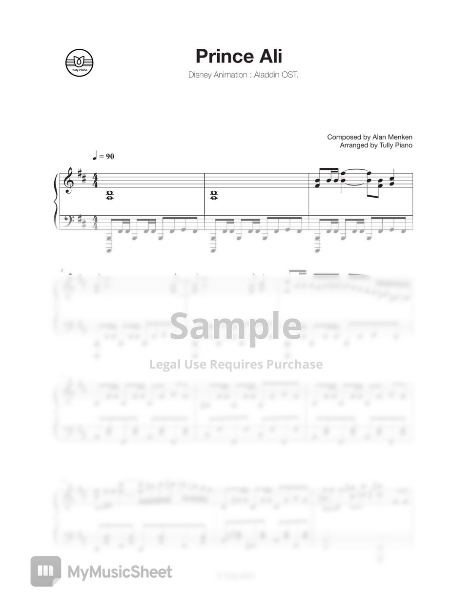 Aladdin Ost Prince Ali Intermediate Sheets By Tully Piano