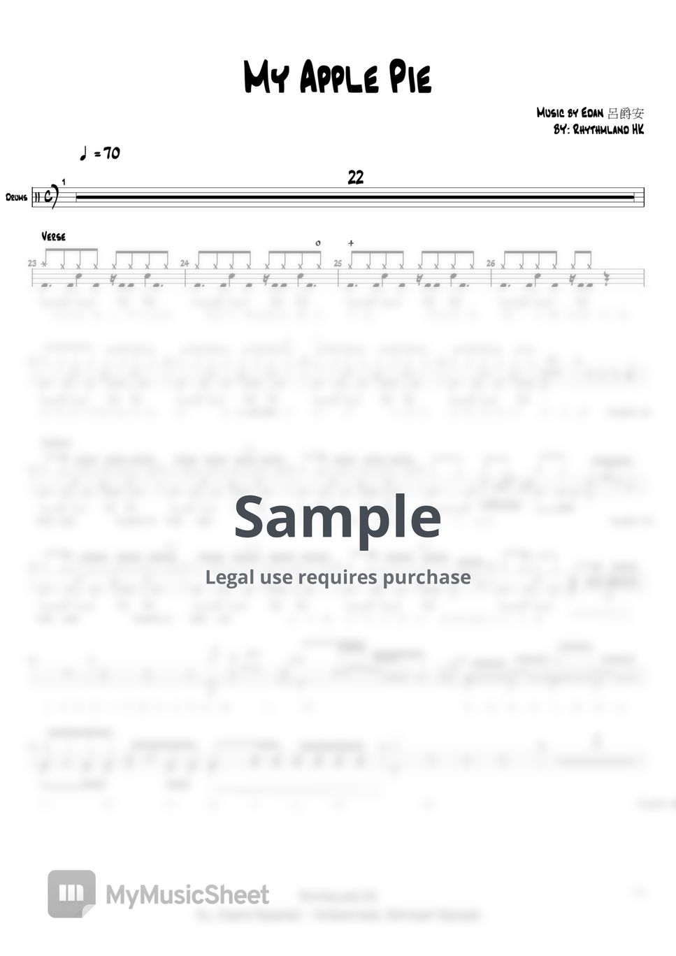 Edan 呂爵安 - My Apple Pie 악보 by Rhythmland HK