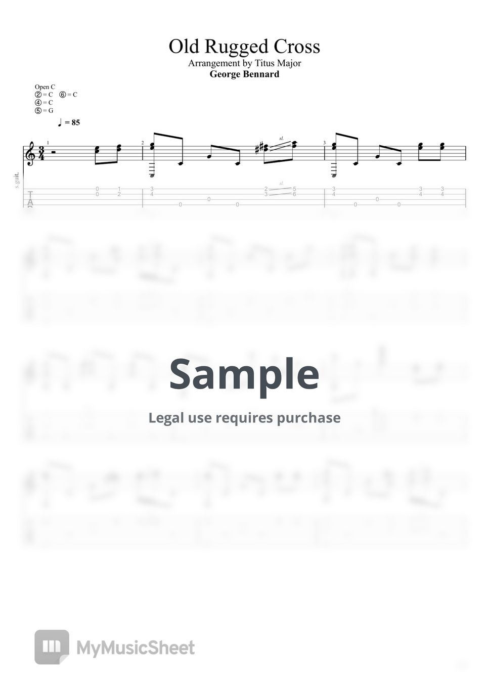 George Bennard - Old Rugged Cross Acoustic Guitar TAB+1 Staff PDF ...