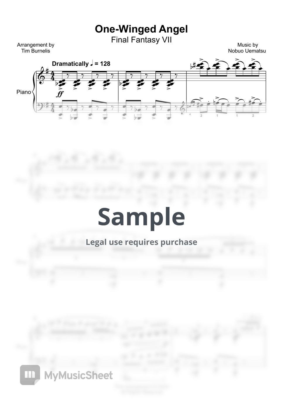 Final Fantasy VII - One-Winged Angel Sheets by NintenMusic