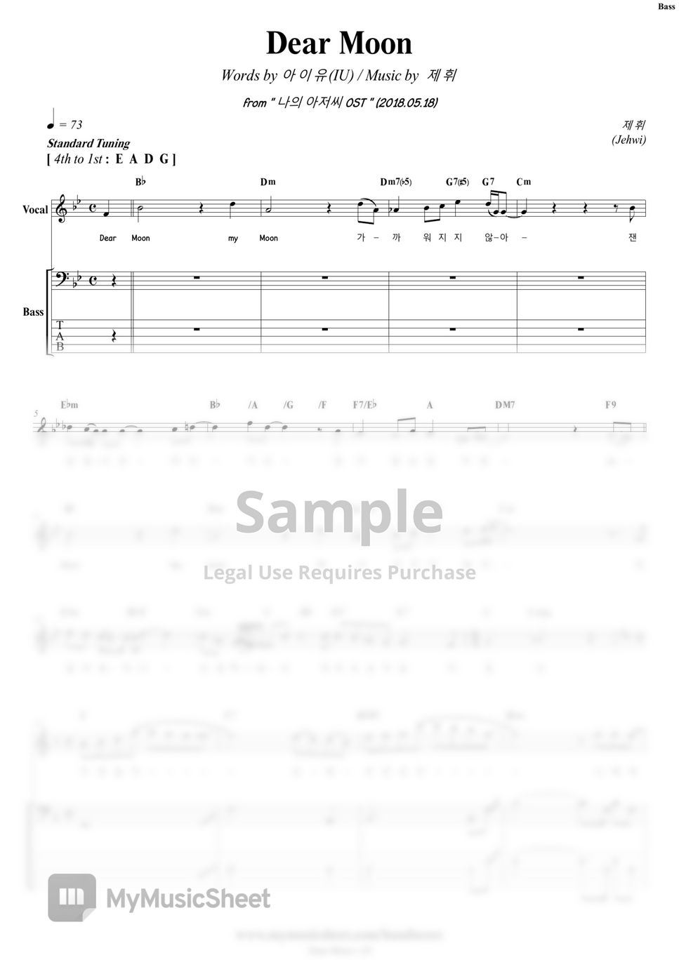 Jehwi - Dear Moon (My Mister OST) | Bandscore Sheets
