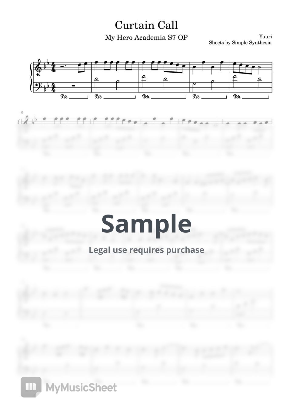 Yuuri - [EASY] Curtain Call - My Hero Academia S7 OP2 Sheets by Yuuri