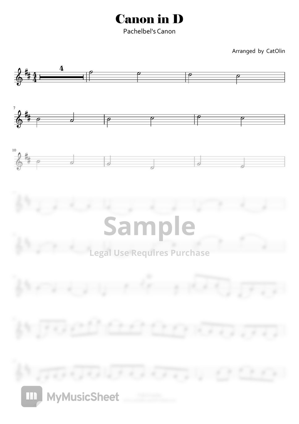 파헬벨 - 캐논 변주곡 Sheets by 캣올린CatOlin