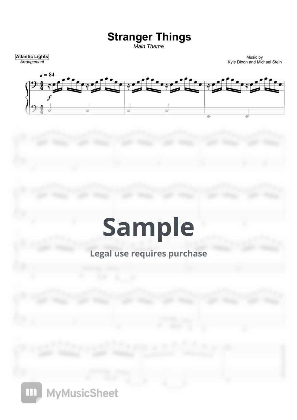 Kyle Dixon, Michael Stein - Stranger Things Sheets by Atlantic Notes