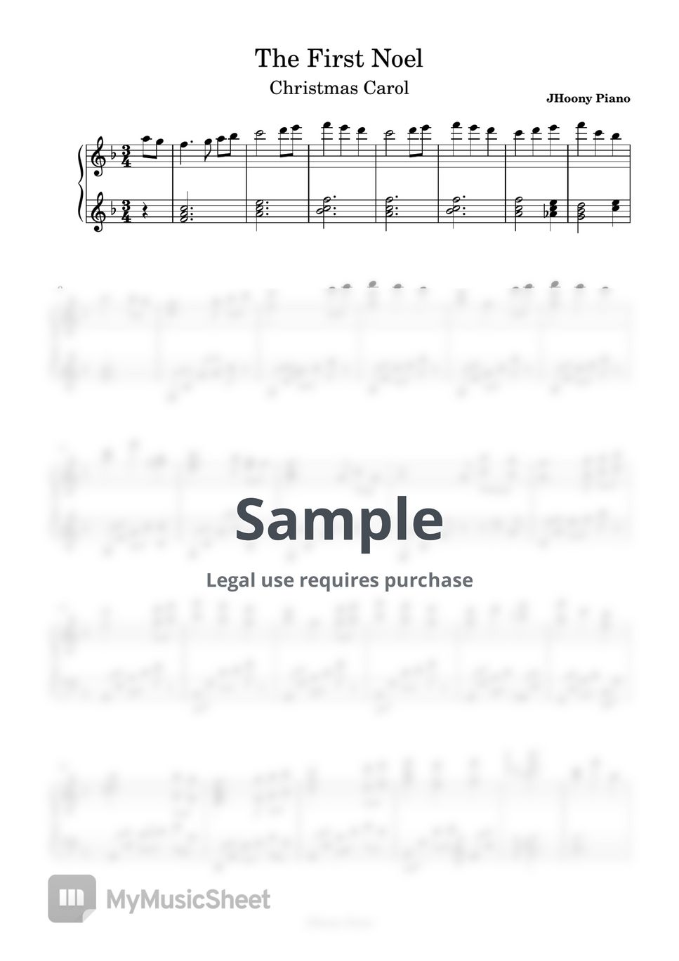 Christmas Carol - The First Noel 악보 by JHoony Piano